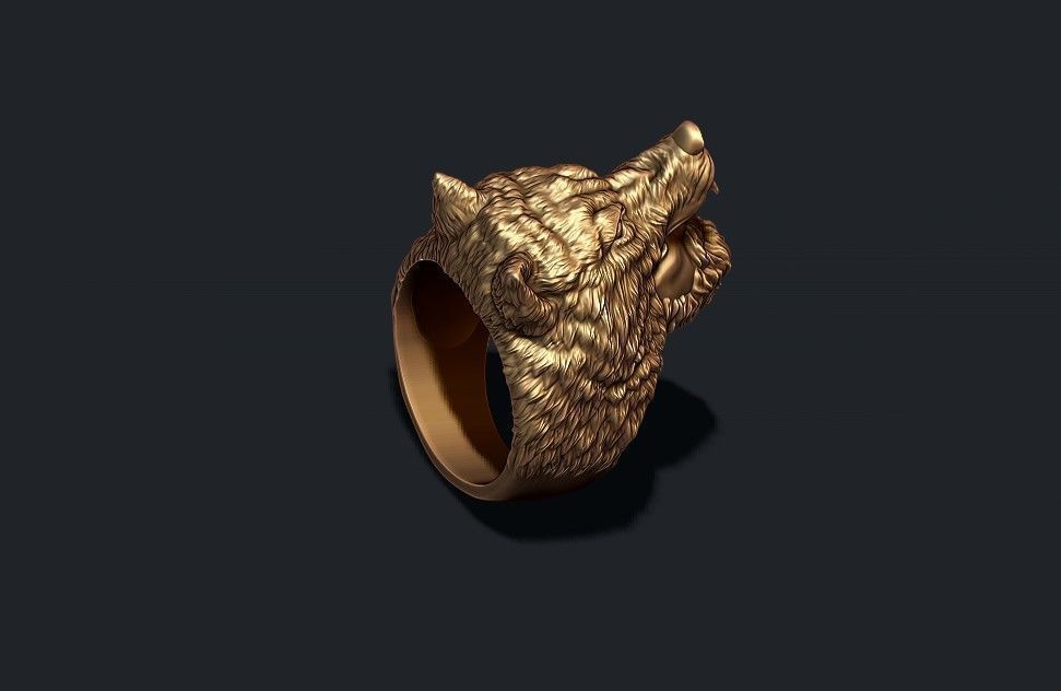 Man wolf ring, wolf ring, gold man wolf ring, wolf head ring, fenrir r – Woraux Jewelry